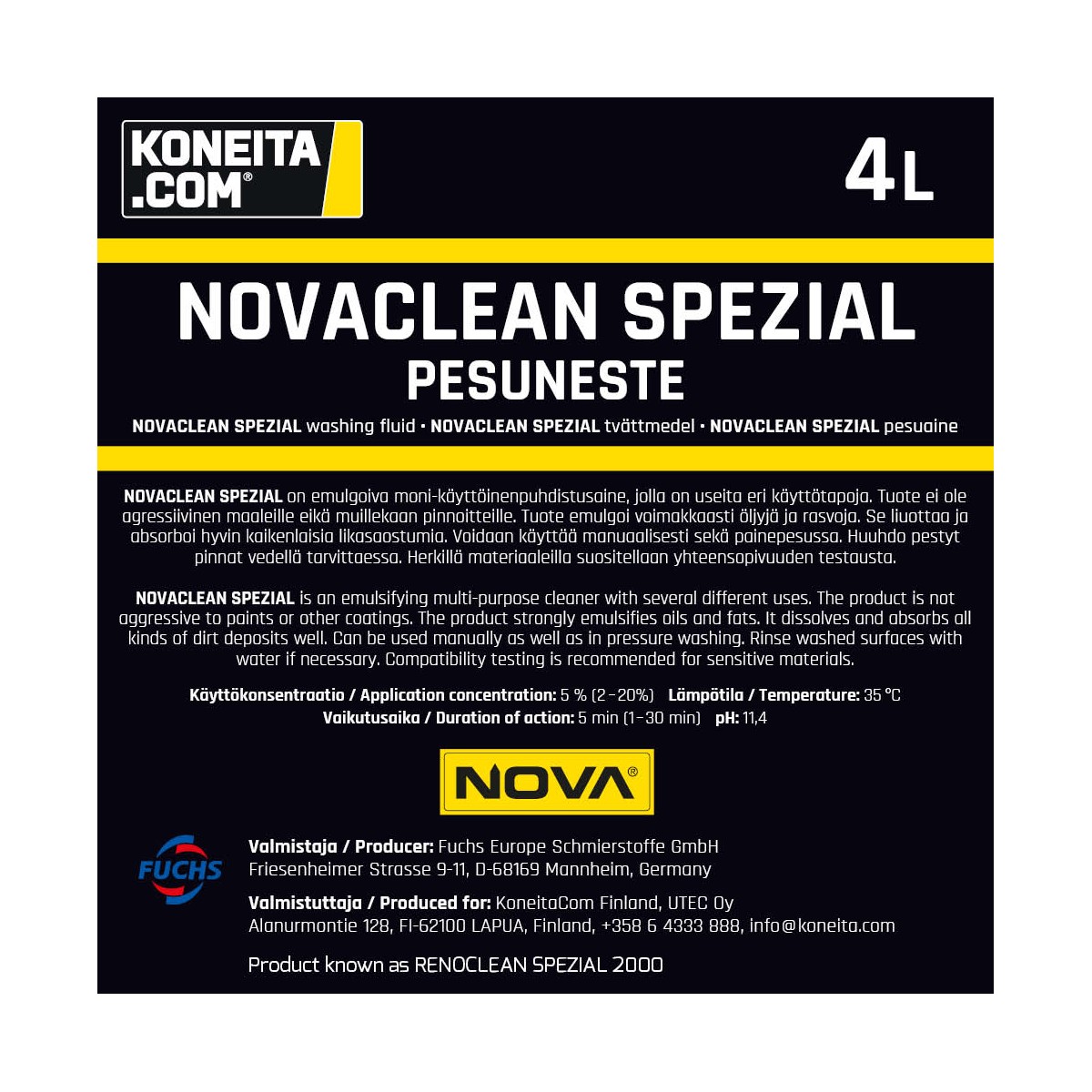 NOVACLEAN SPEZIAL - Washing liquid 4l